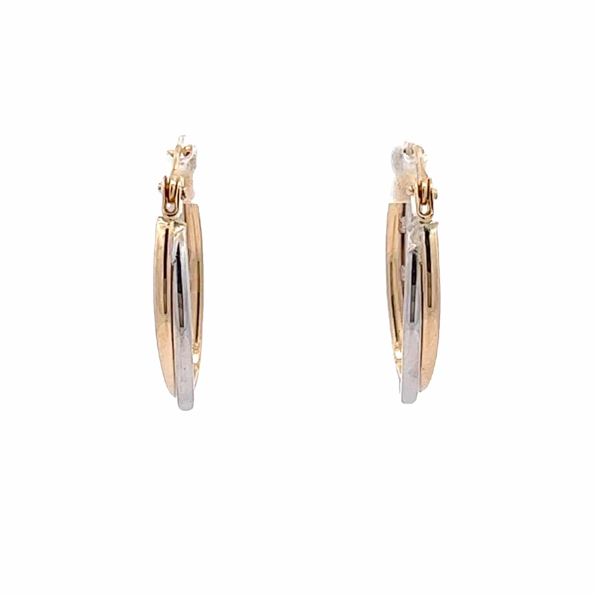 9ct Yellow and White Gold polished twisted hoop Earrings - Charles Nobel