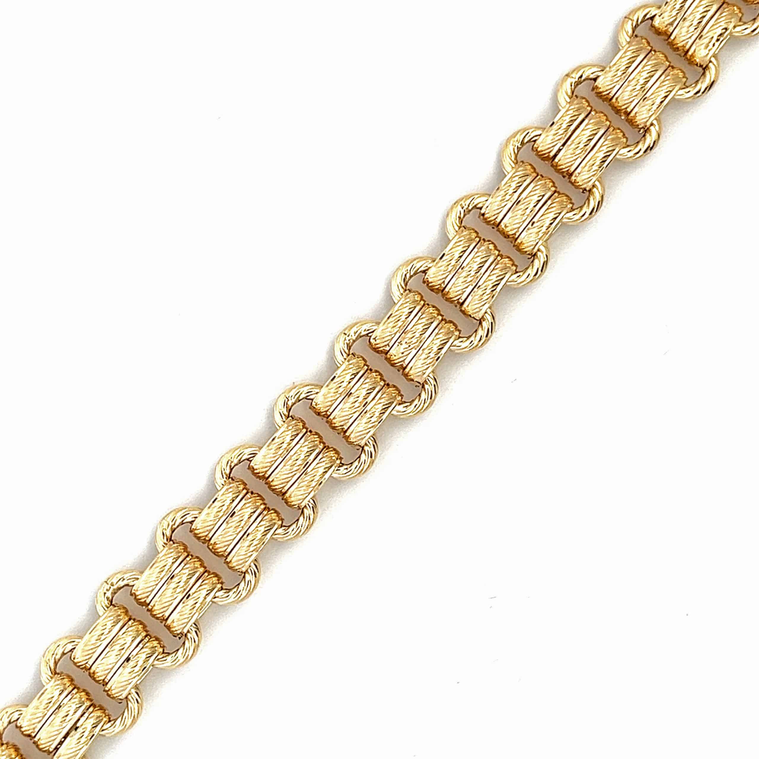 9ct Yellow Gold Gate Textured Bracelet - 7 1/2" - Charles Nobel