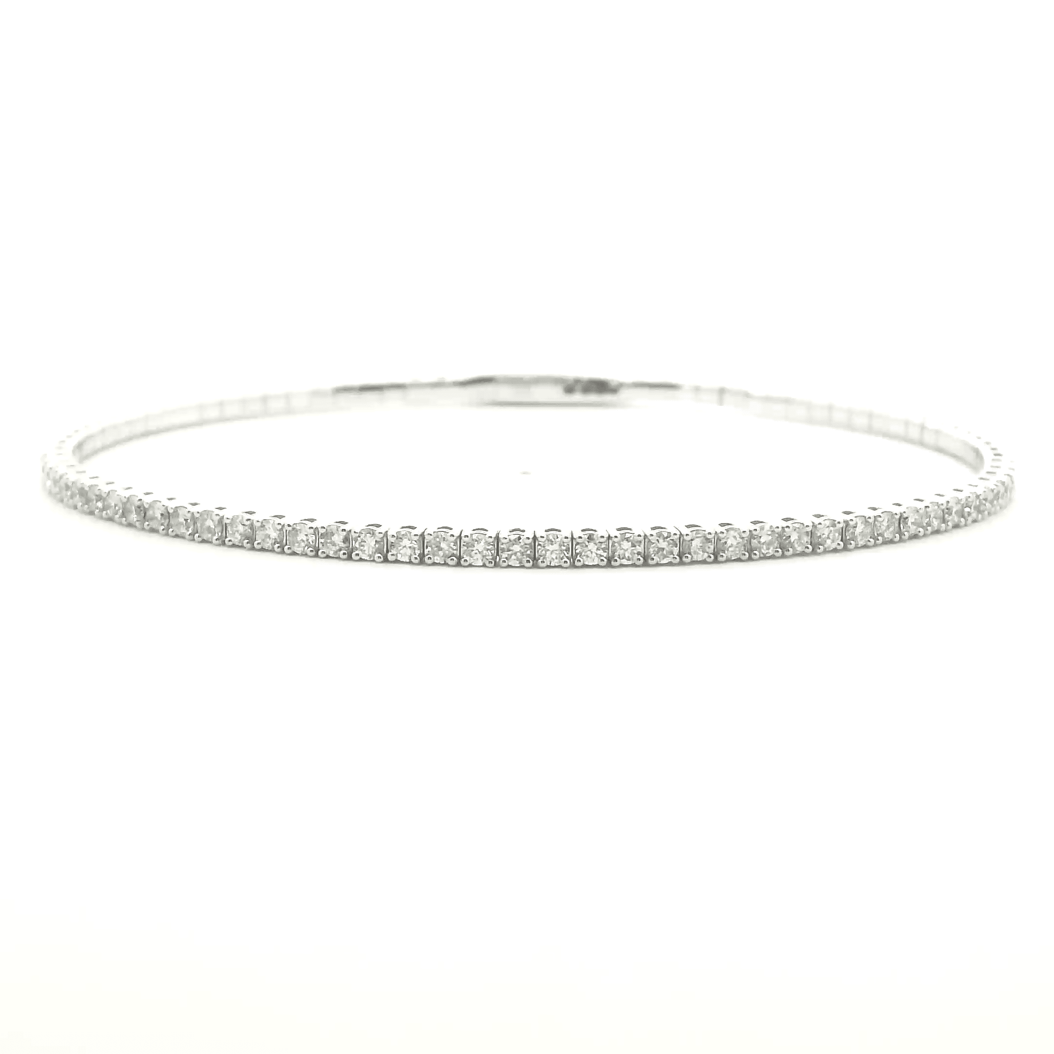 18ct White Gold Flexible Diamond Set Bangle - Charles Nobel